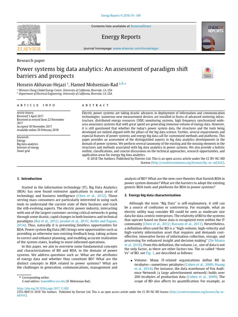 Power Systems Big Data Analytics An Assessment of Paradigm Shift ...