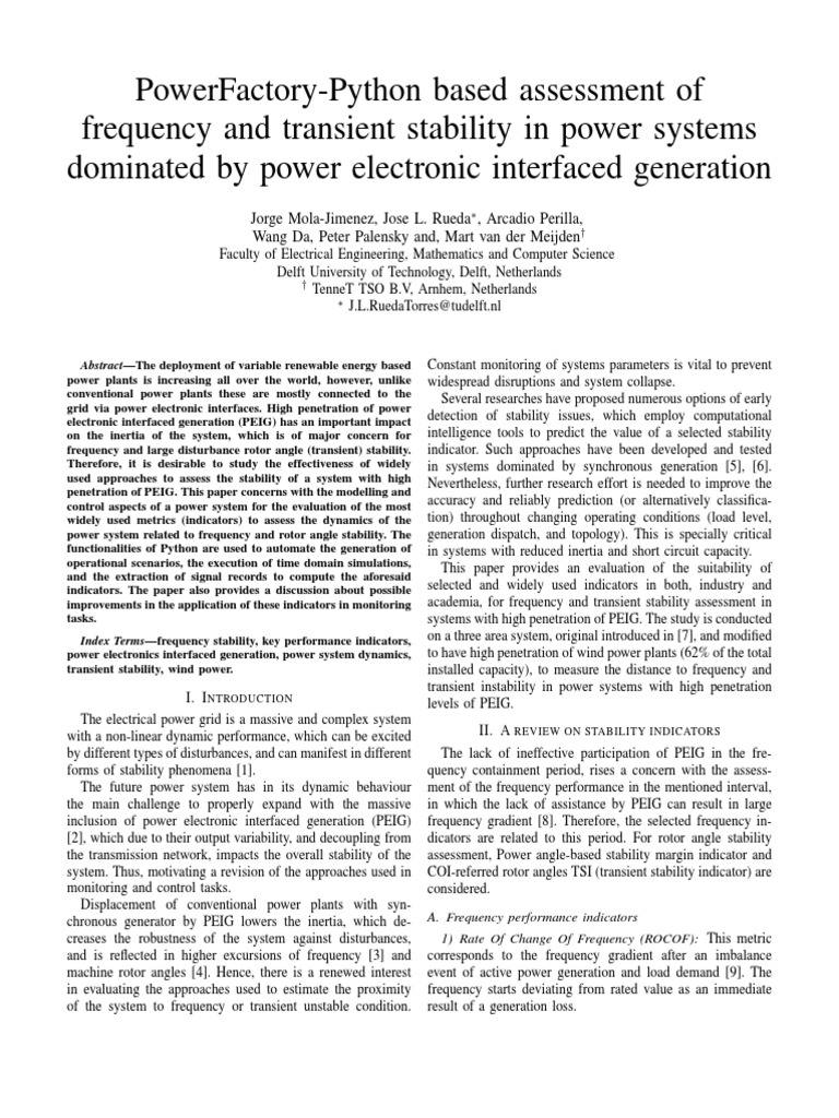 PowerFactory-Python Based Assessment of Frequency and Transient ...