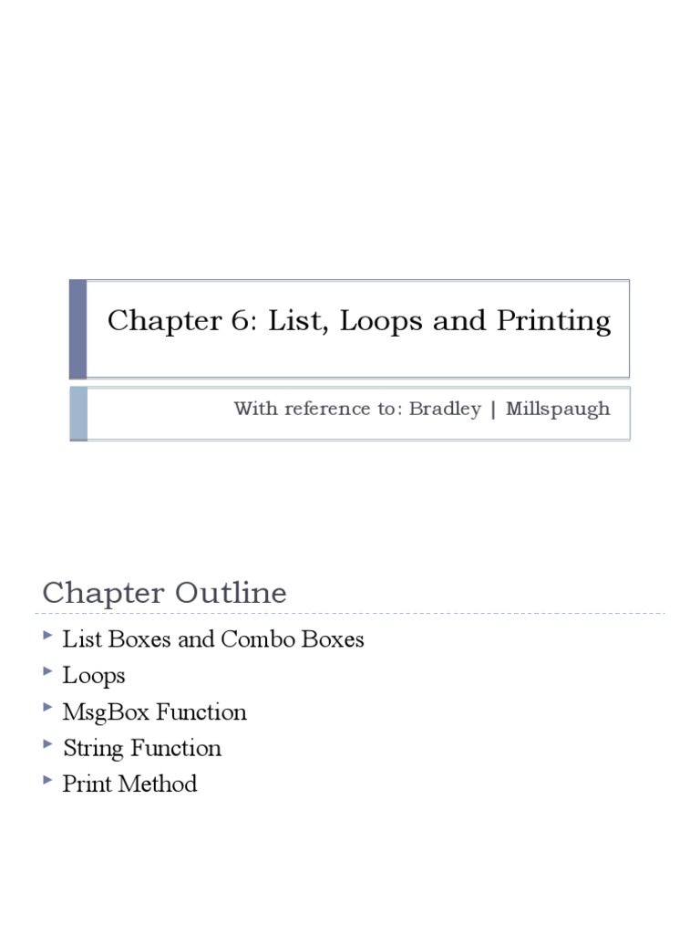 CHAPTER 6 - List, Loops and Printing | Download Free PDF | Control Flow ...