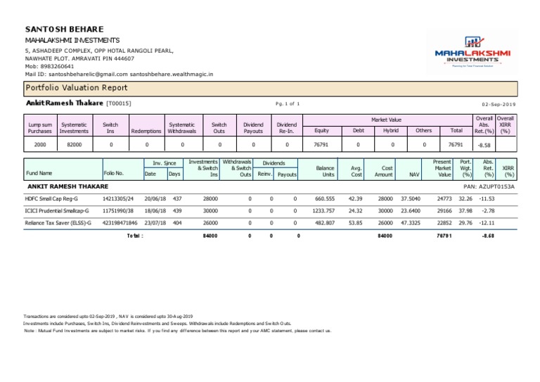 Portfolio Valuation Report Summary | PDF | Equity Securities ...