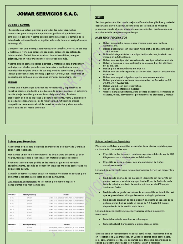 Brochure Jomar Servicios 08 - 2020 | PDF | Residuos | Color