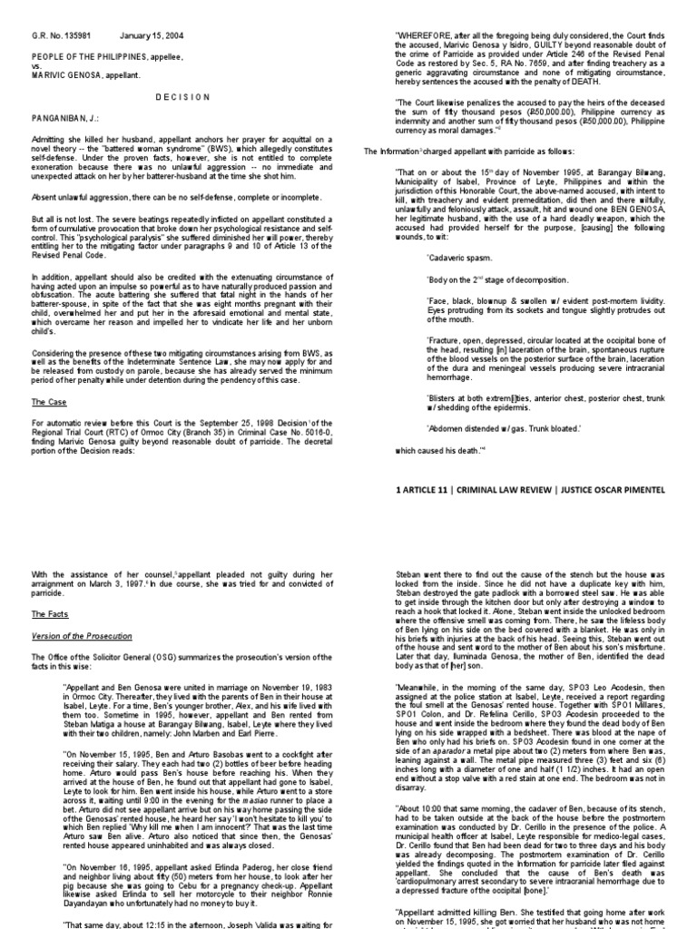 G.R. No. 135981 January 15, 2004 People of The Philippines, Appellee ...