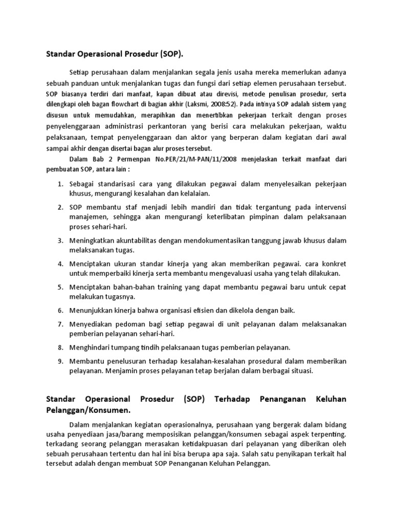 Resume Standar Operasional Prosedur (SOP) | PDF