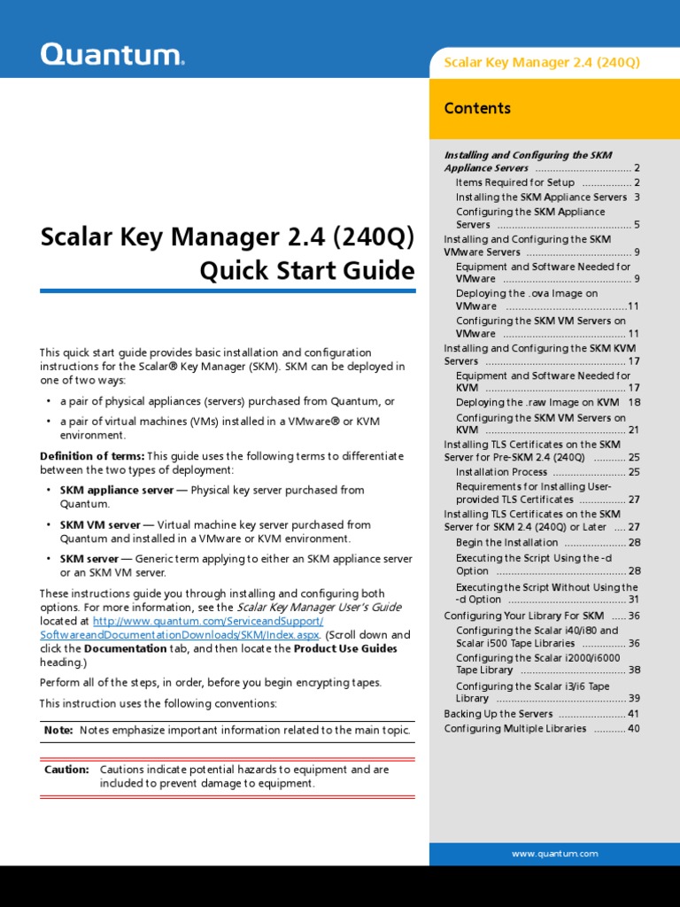 Scalar Key Manager 2.4 (240Q) Quick Start Guide | PDF | Virtual Machine | Information Age