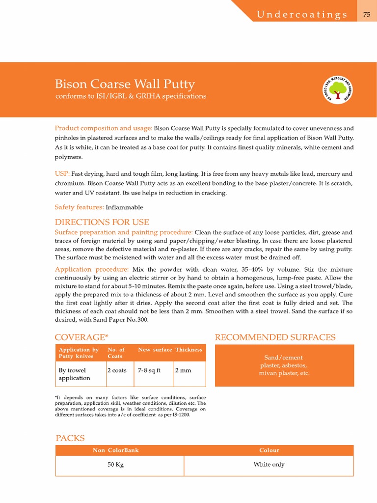 Bison Coarse Wall Putty | PDF