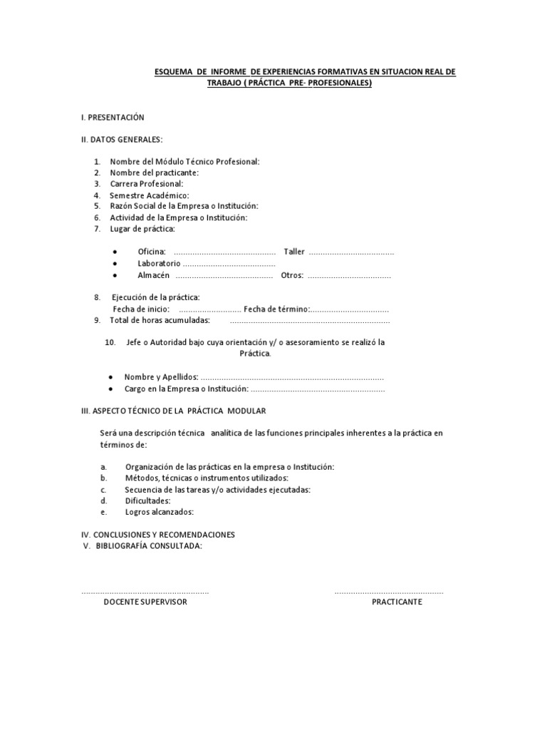 Esquema de Informe de Práctica | PDF