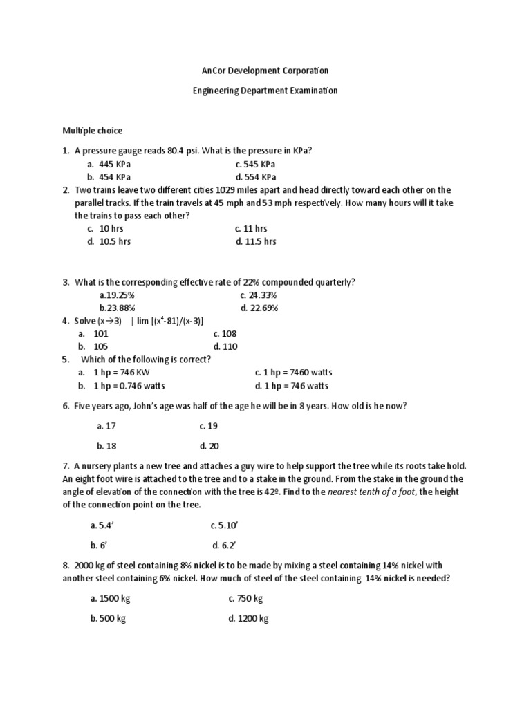 Exam | PDF | Area | Metrology
