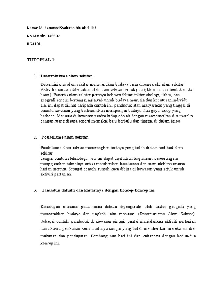 Soalan Tutorial HGA101 1 & 2 Muhammad Syahiran Bin Abdullah | PDF