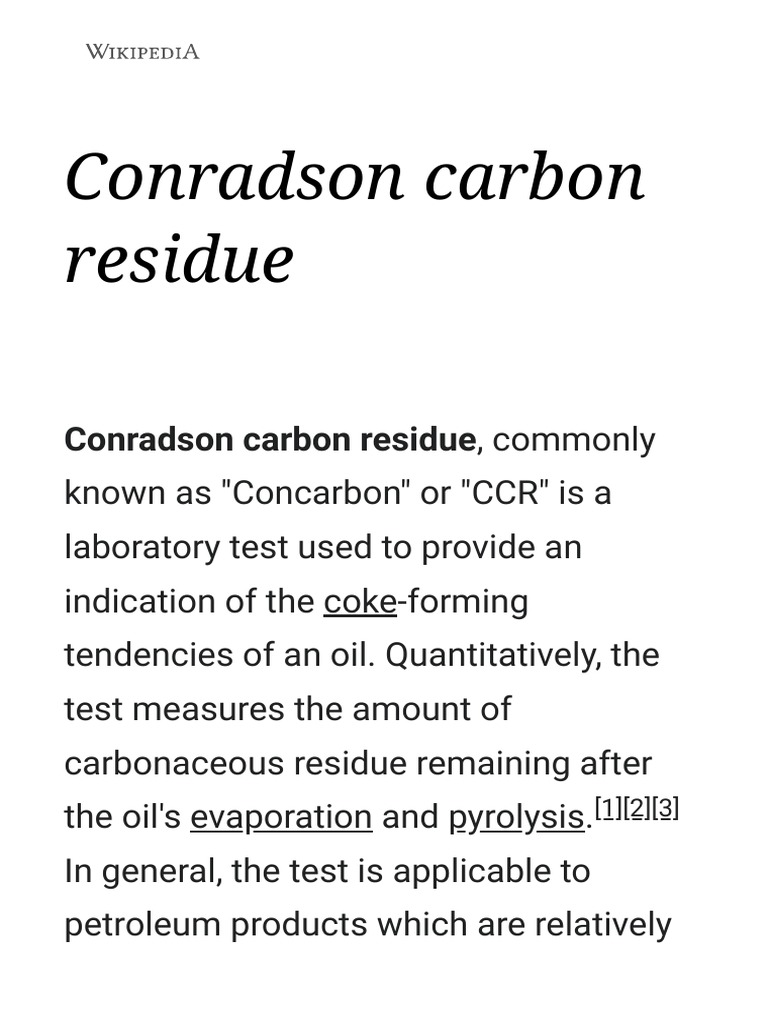 Conradson Carbon Residue - Wikipedia PDF | PDF | Industrial Processes ...