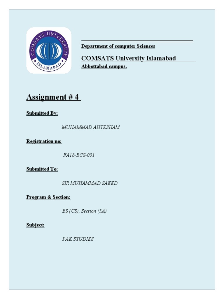 Assignment 4 Pak Study Pdf Nawaz Sharif Pakistan