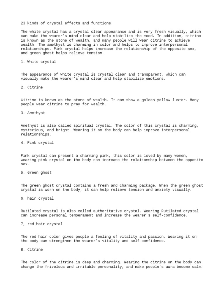 23 Kinds of Crystal Effects and Functions | PDF | Gemstone | Jewellery ...