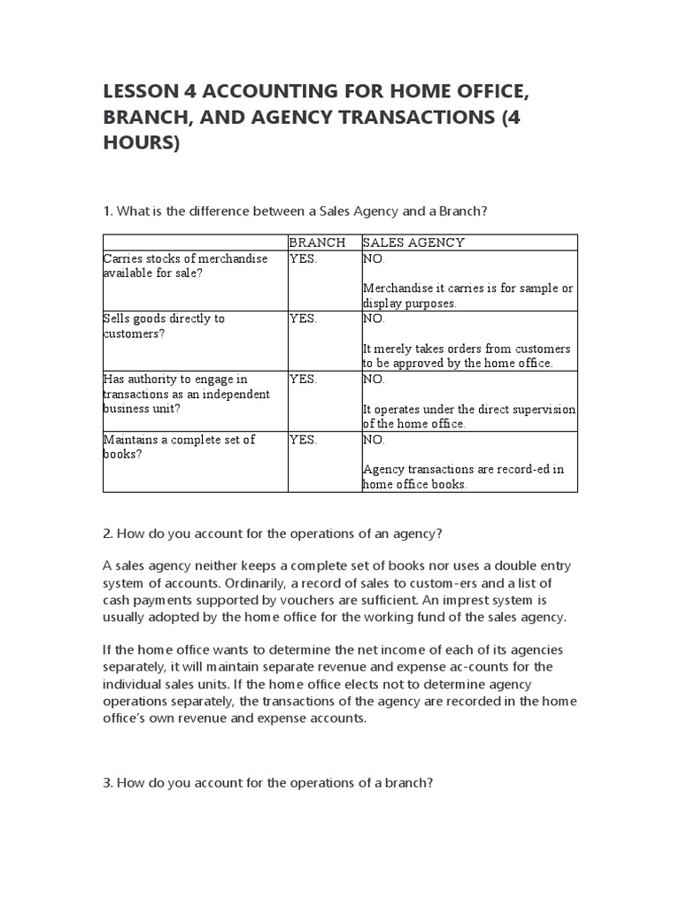 Lesson 4 Accounting For Home Office | PDF | Debits And Credits | Cost