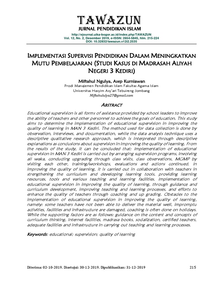 Implementasi Supervisi Pendidikan Dalam Meningkatk PDF | PDF | Methodology