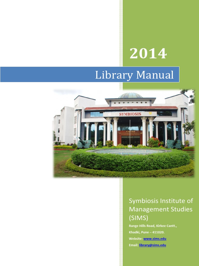 Library Manual: Symbiosis Institute of Management Studies (SIMS) | PDF ...