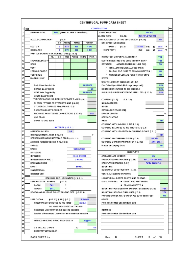 Centrifugal Pump Data Sheet | PDF | Pump | Screw