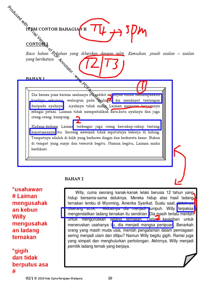 02 - 1 Item Contoh Bahagian B - Pemahaman Petikan | PDF