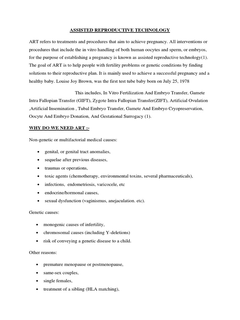 Assisted Reproductive Technology | PDF | Surrogacy | In Vitro Fertilisation