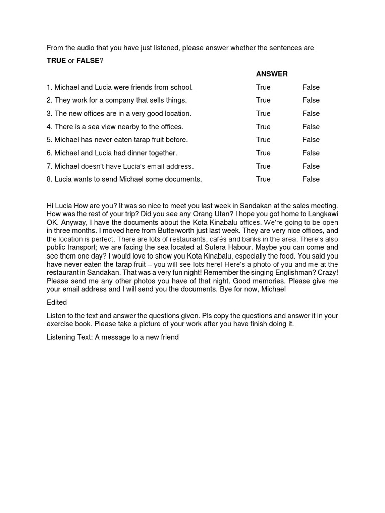 True or False? Answer | PDF