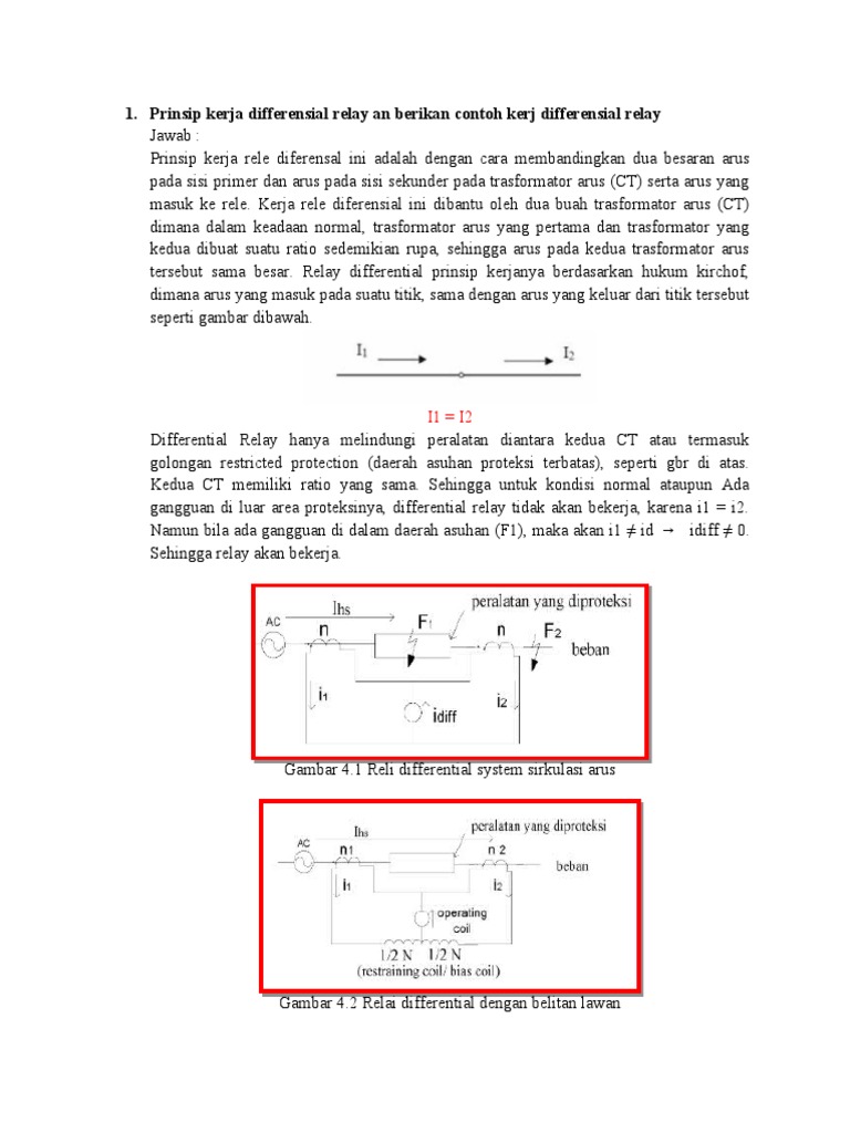 Prinsip Kerja Differensial Relay An Berikan Contoh Kerj Differensial ...