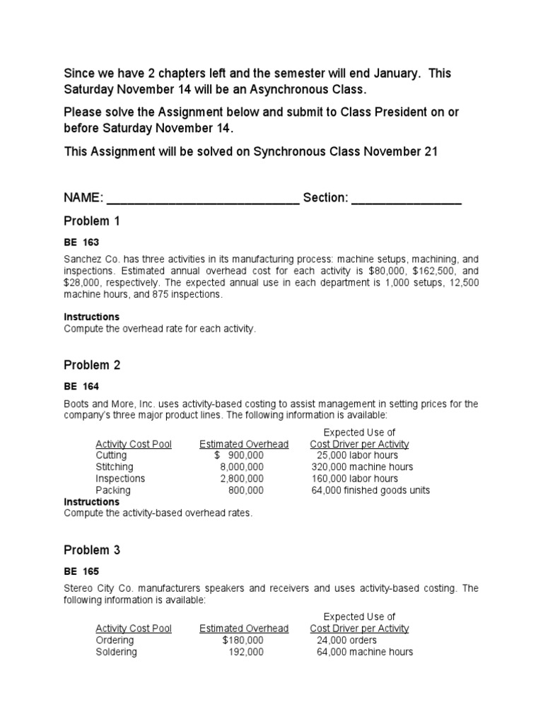Activity Based Costing Assignment | PDF | Cost | Computing