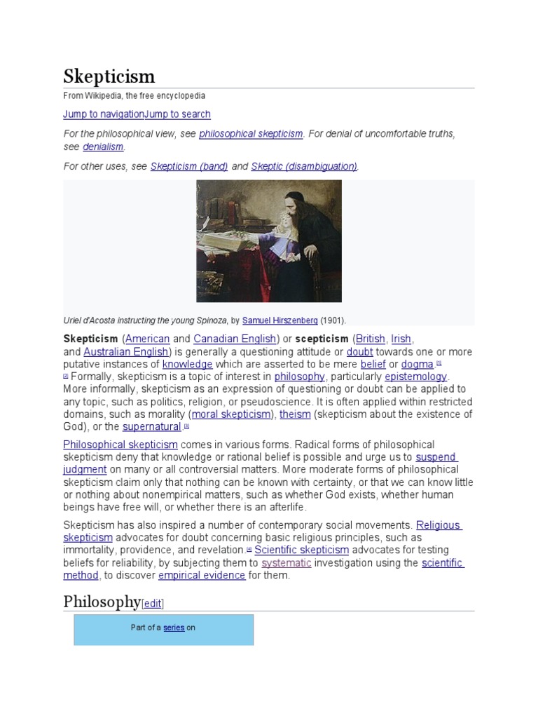 Skepticism: Philosophy | PDF | Skepticism | Epistemology Of Religion
