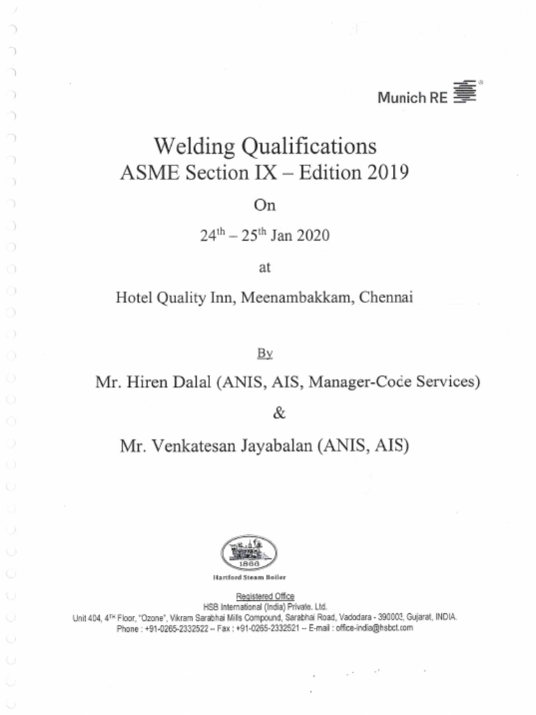 Asme Sec Ix Training Material PDF | PDF