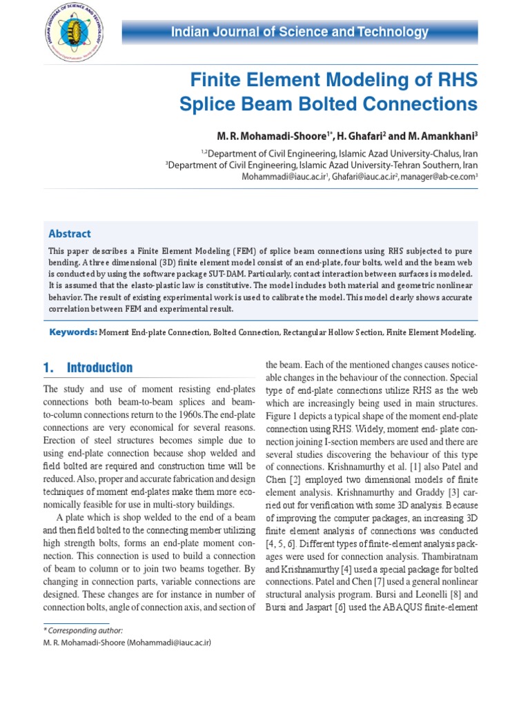 FEM of RHs Splice Beam Bolted Connections PDF | PDF | Finite Element ...