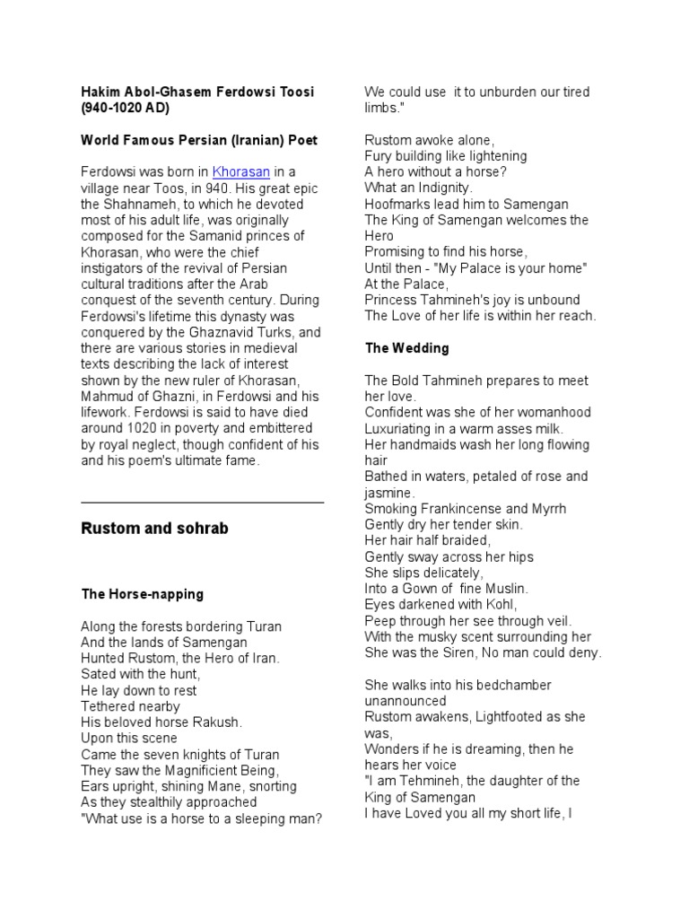 Sohrab and Rustam | PDF | History | Classics