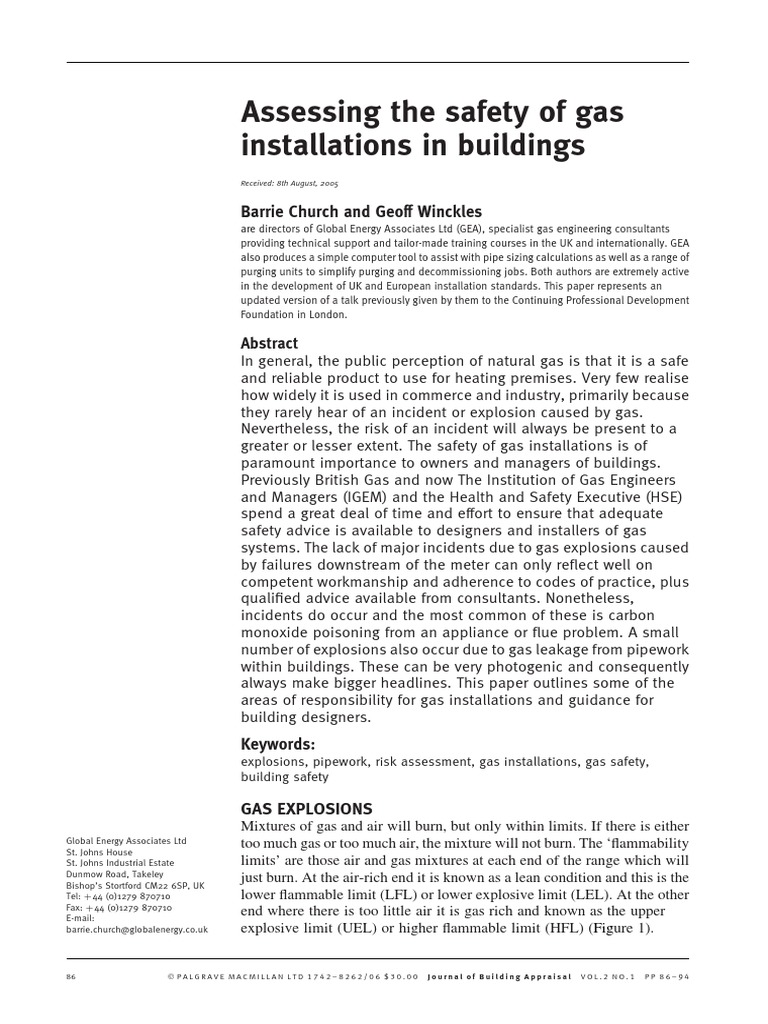 Assessing The Safety of Gas Installations in Buildings | PDF | Duct ...