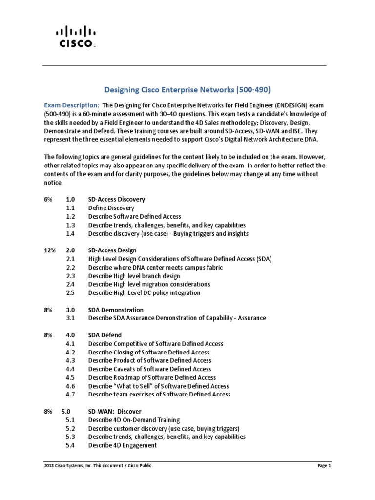 Designing Cisco Enterprise Networks (500-490) : Exam Description | PDF ...