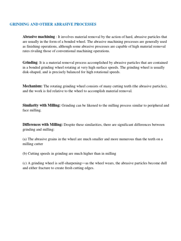 Grinding and Other Abrasive Processes | PDF | Grinding (Abrasive ...