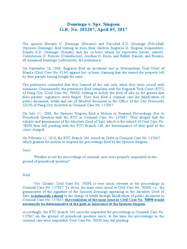 The Proper Suspension of Criminal Proceedings Due to a Related Civil ...