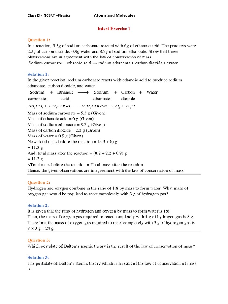 Chapter 3 - Atoms and Molecules | PDF | Oxide | Molecules