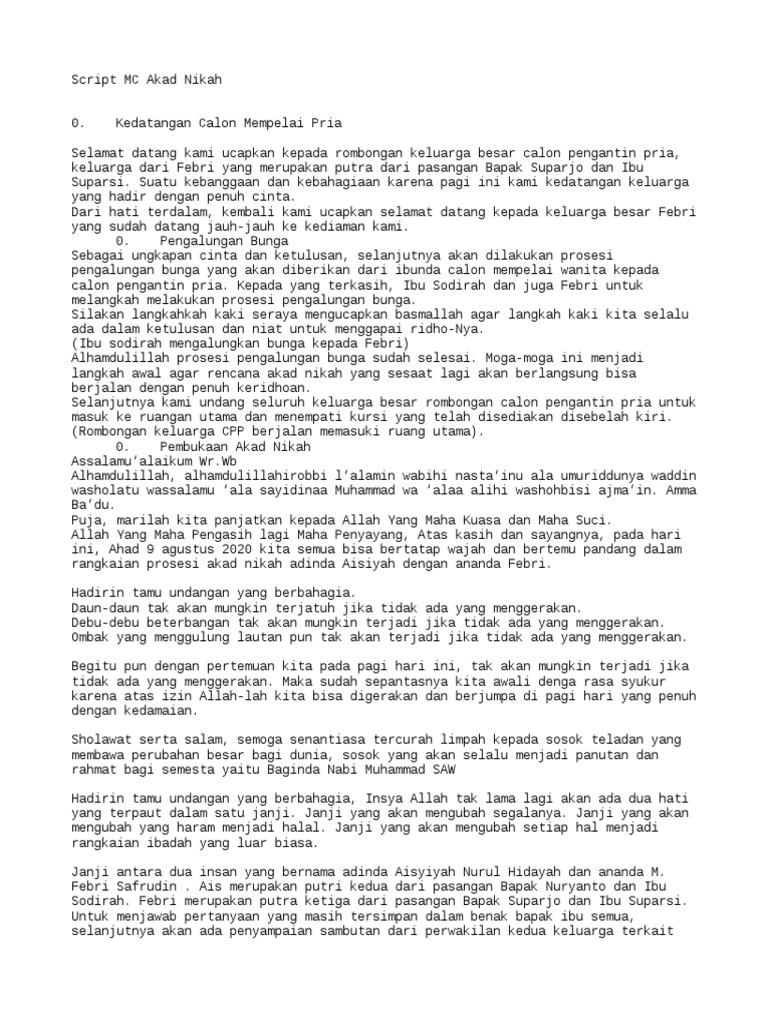Teks MC Akad Nikah Islami | PDF