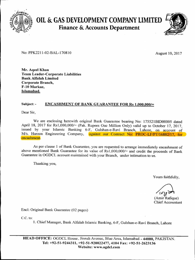 Bank Guarantee Encashment Request | PDF | Guarantee | Business Law