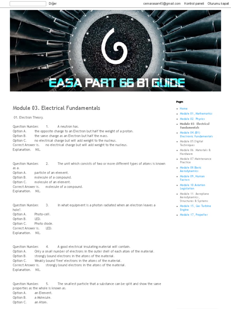 EASA PART 66 BLOG - Module 03. Electrical Fundamentals | PDF | Atoms | Ion