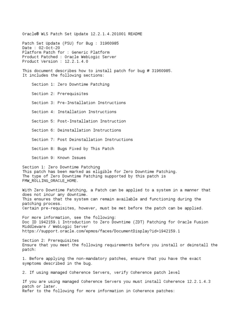 Oracle Patch Update 12.2.1.4 | PDF | Zip (File Format) | Java Virtual Machine