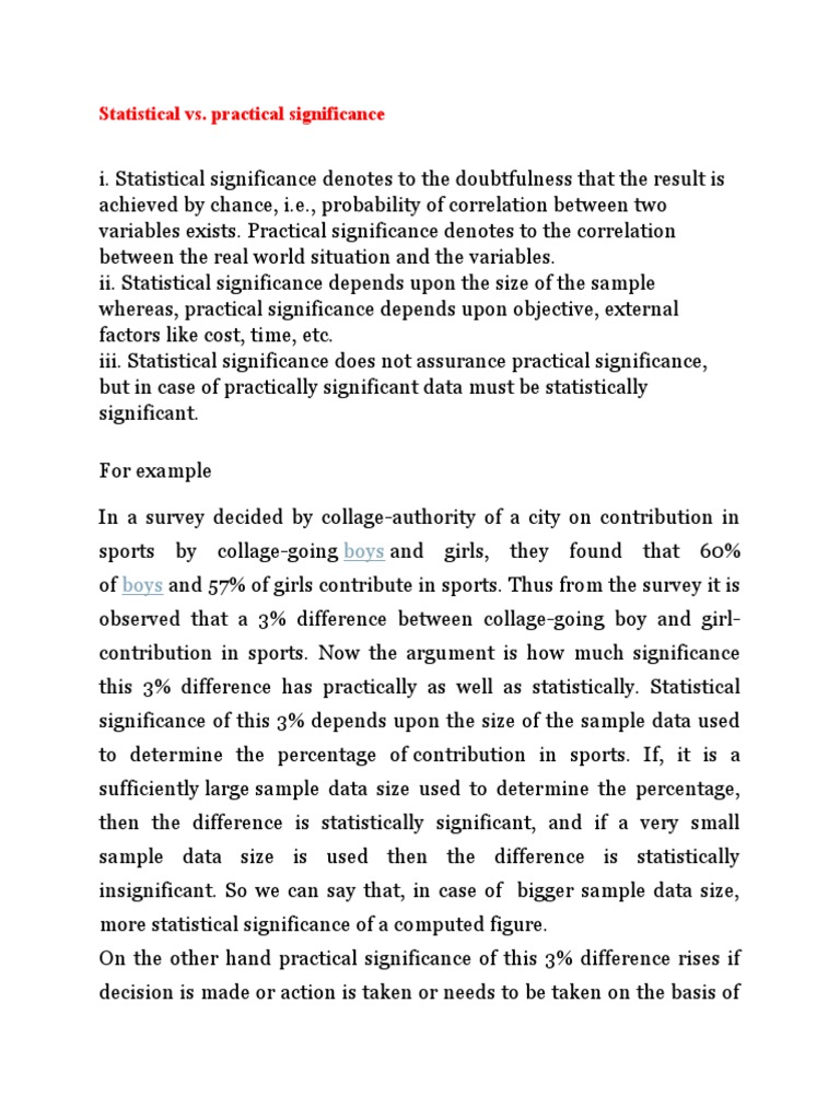 Statistical vs. Practical Significance: Boys Boys | PDF