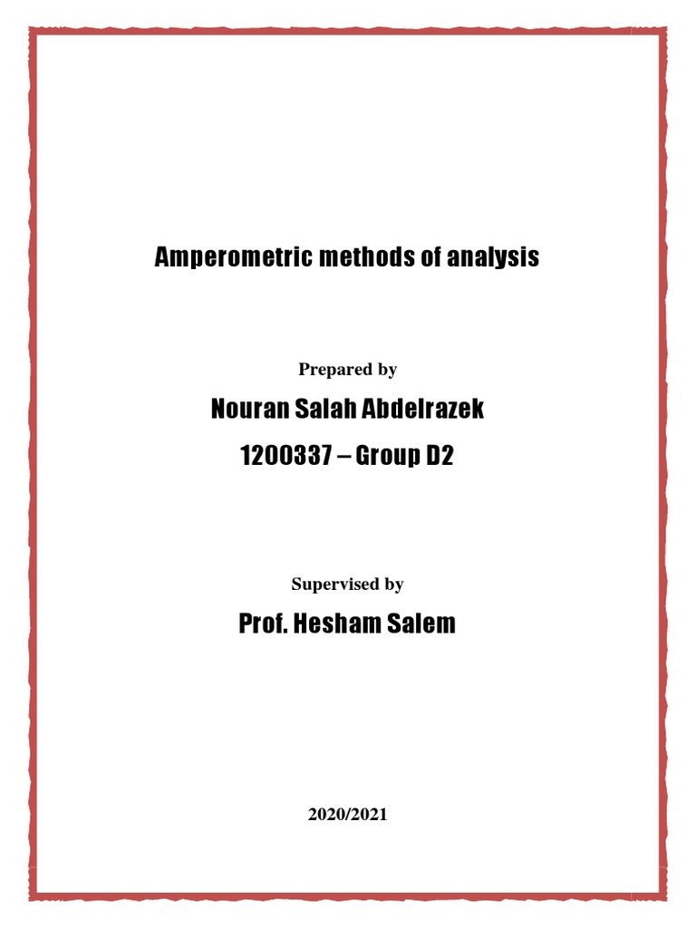 Amperometric Methods of Analysis | PDF | Redox | Electricity