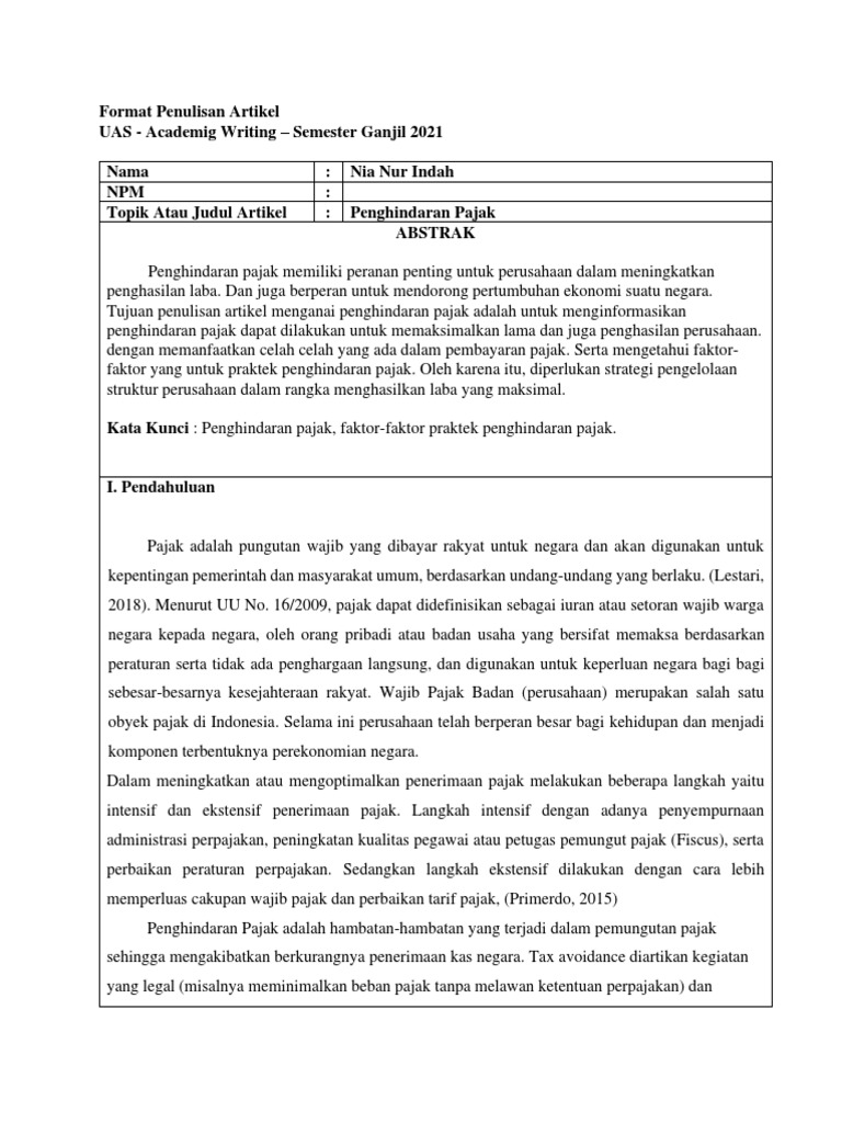 Penghindaran Pajak | PDF