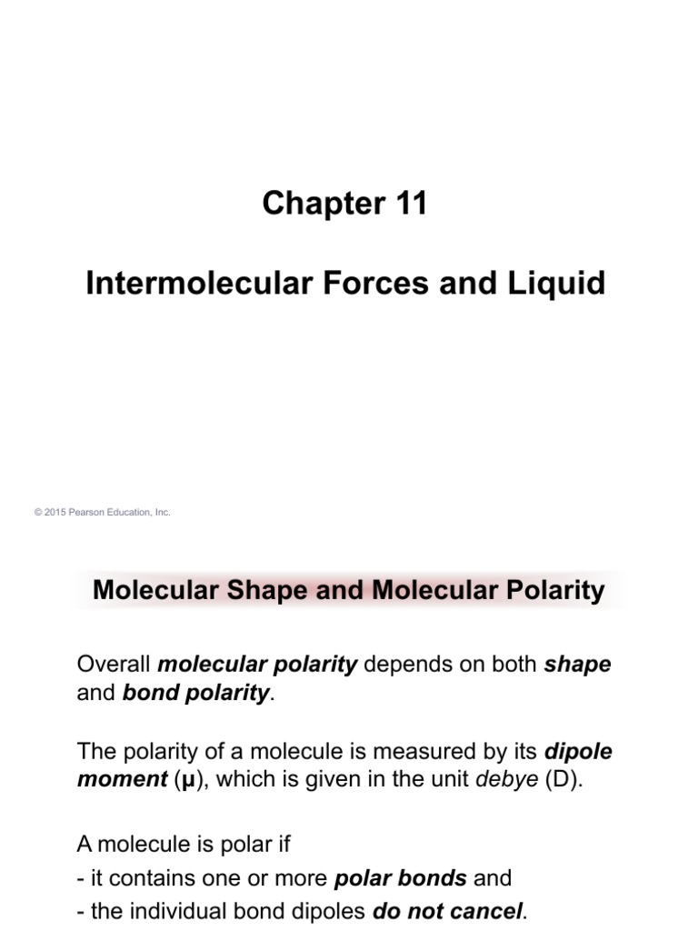 11 - Lecture Intermolecular Forces and Liquid | PDF | Chemical Polarity ...