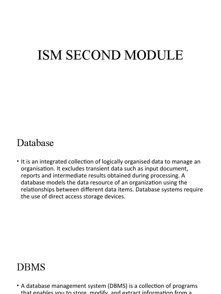 Ism Second Module | PDF | Data Warehouse | Databases