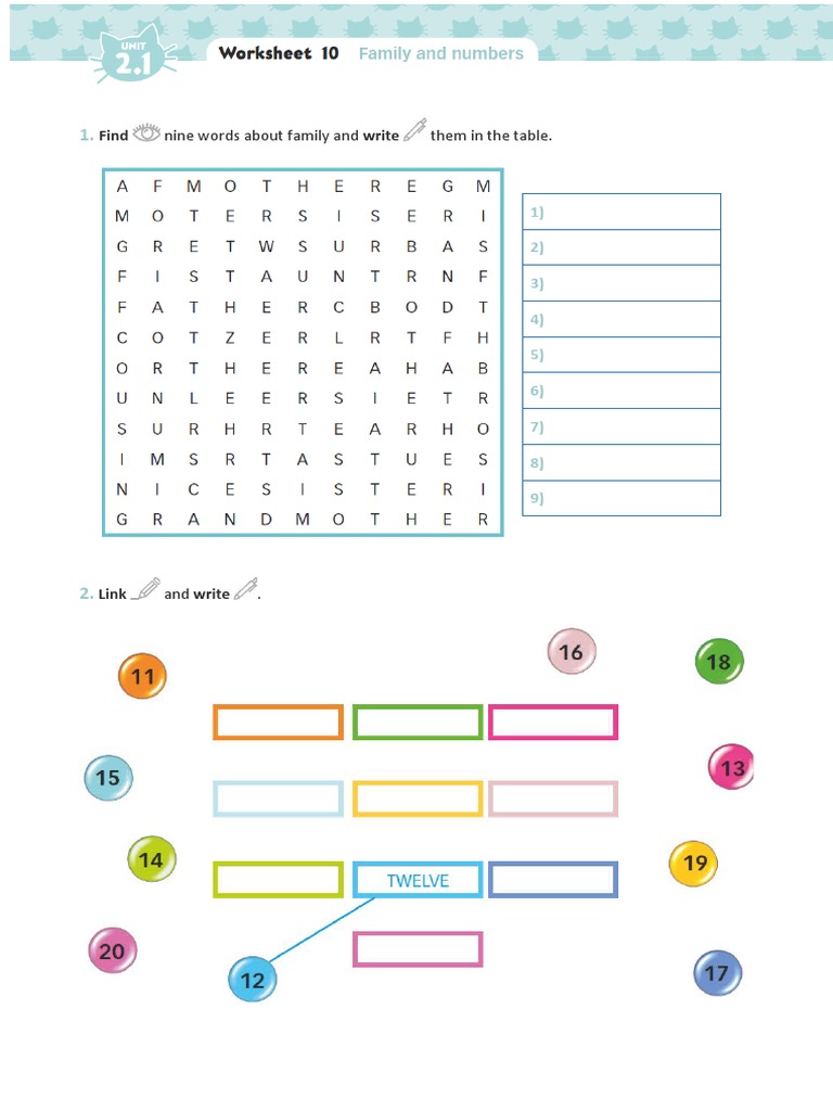 Nine Family Words Activity | PDF