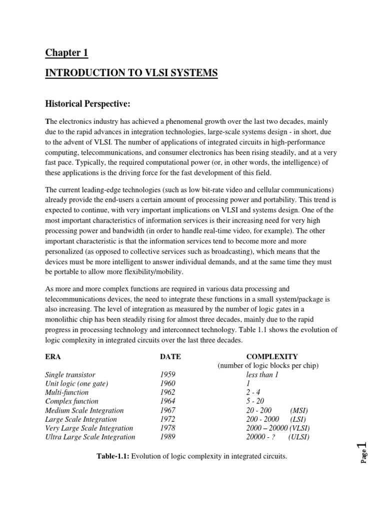 Introduction To Vlsi Systems: Historical Perspective | PDF | Cmos | Mosfet