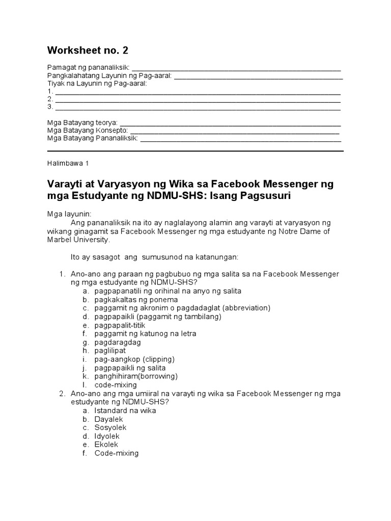 Worksheet 2 Pamagat at SOP | PDF