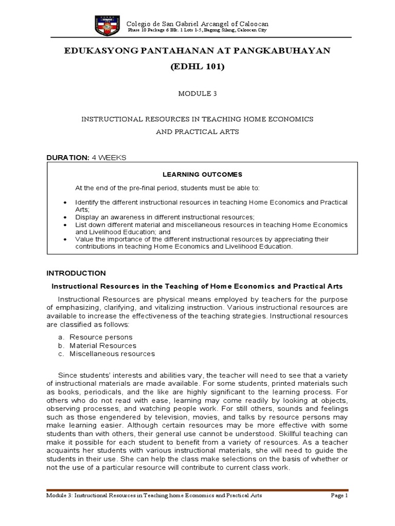 Module 3 - Edukasyong Pantahanan at Pangkabuhayan (AutoRecovered) | PDF ...