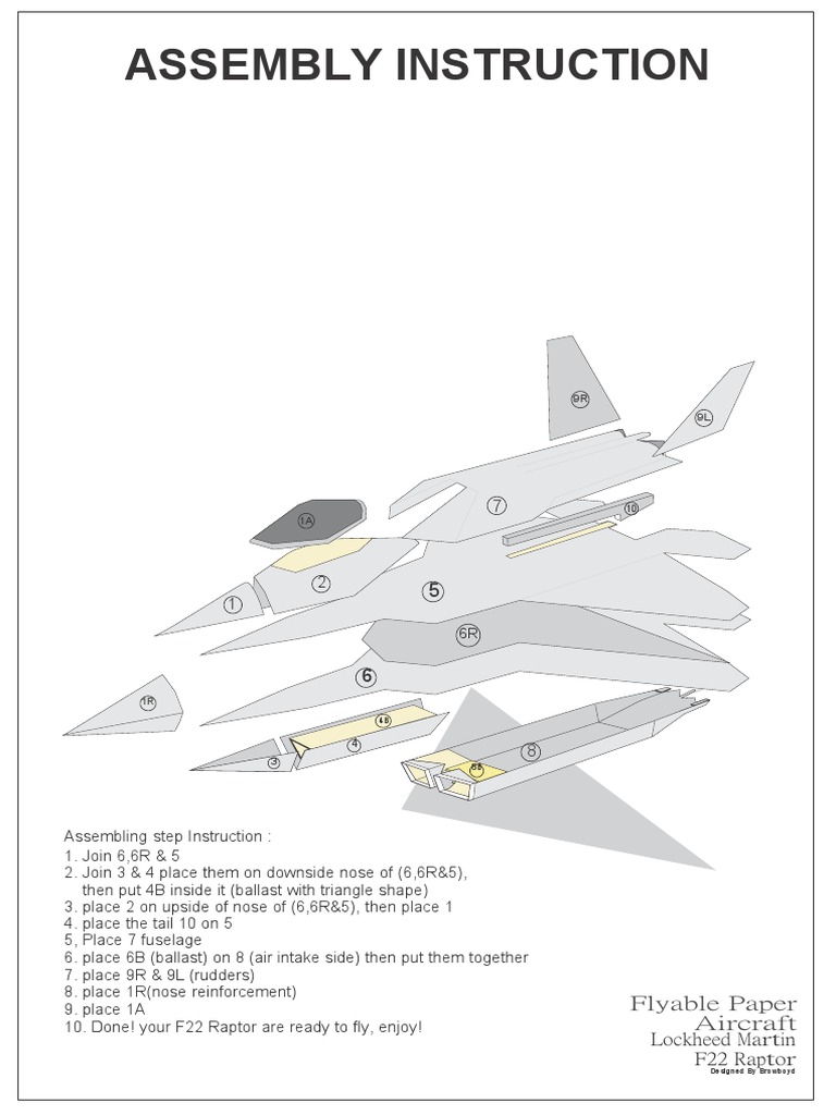 Flying Paper f22 Raptor | PDF | Vehicle Design | Aviation