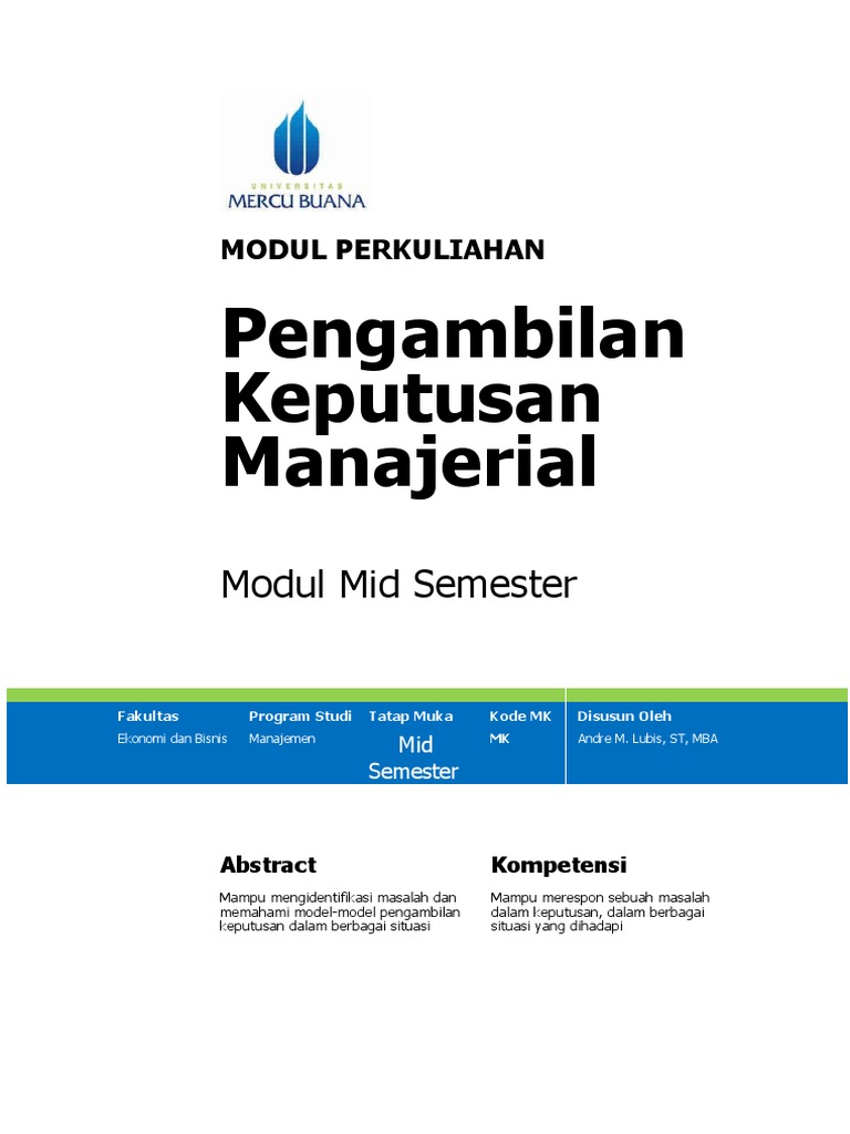 Pengambilan Keputusan Manajerial Modul M | PDF