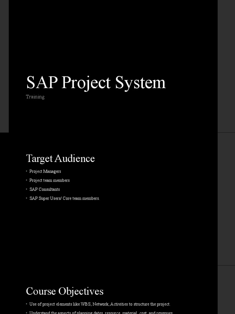 Overview of SAP Project System Training | PDF | Business | Computers