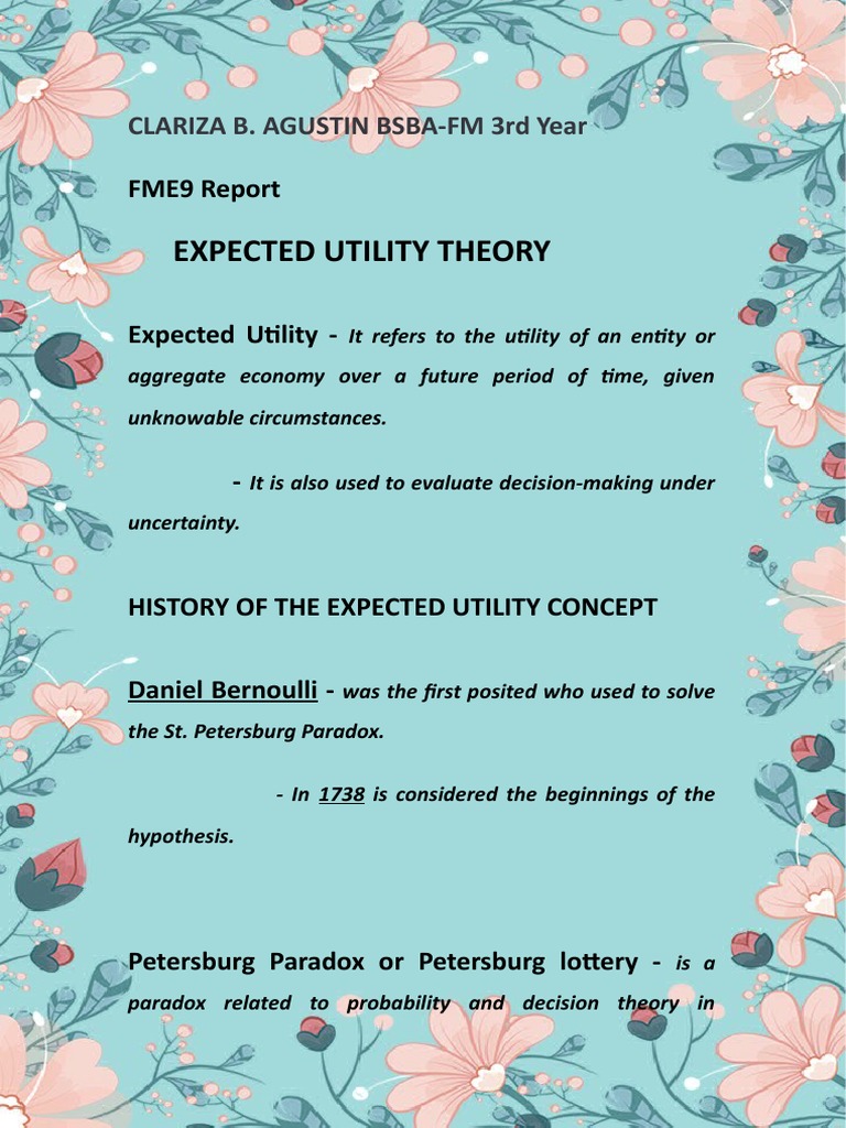 Expected Utility Theory | PDF | Philosophy